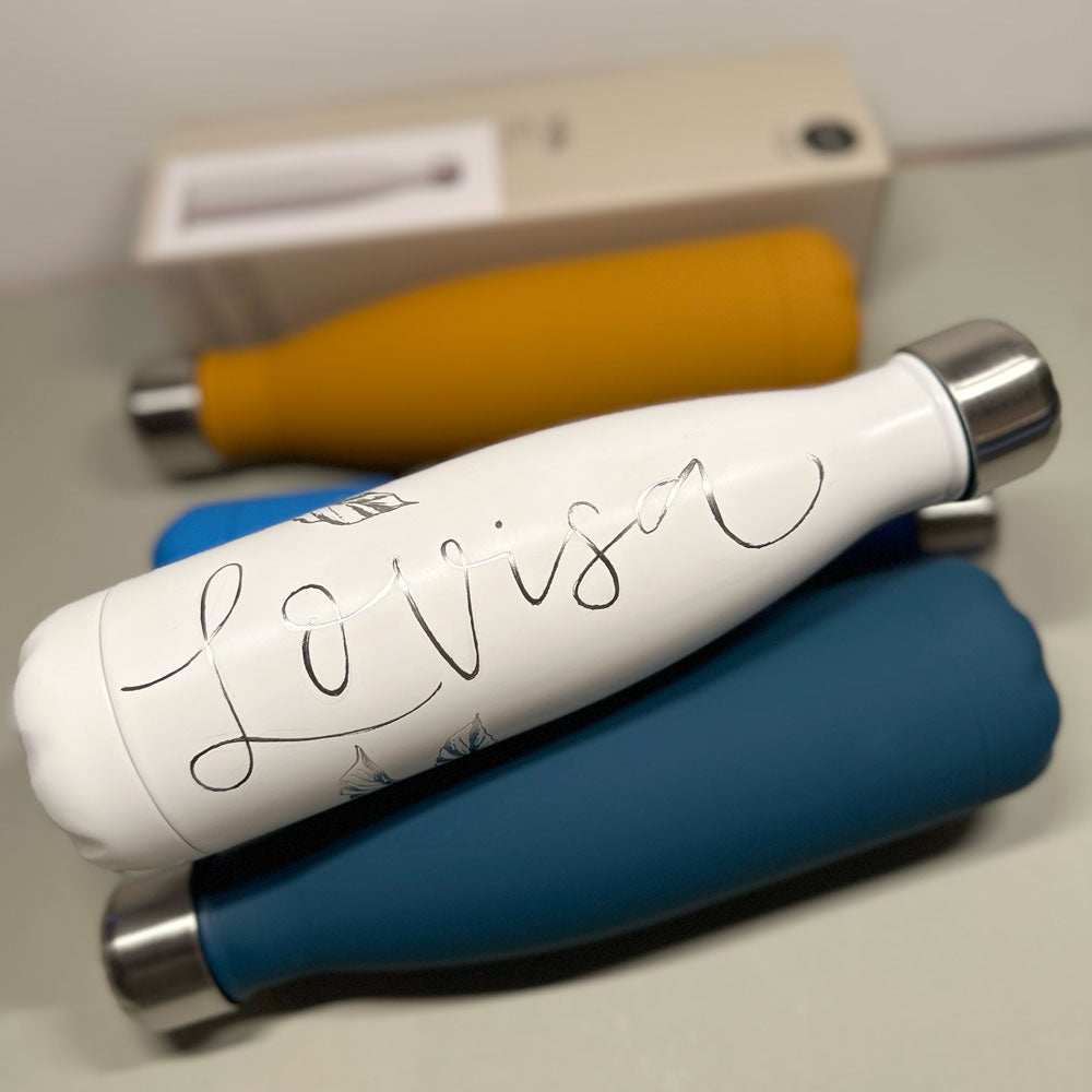 Handgraverade termosar, glas & vattenflaskor – Love STHLM